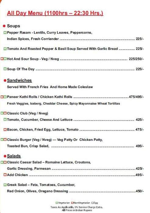 Menu at Coba, Assagao, Double Tree by Hilton