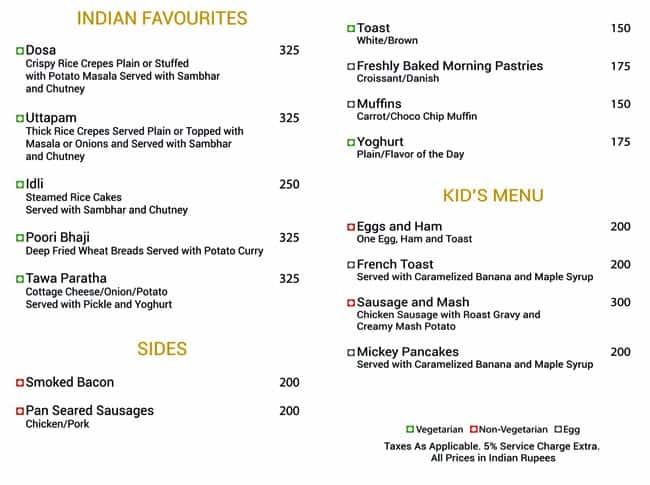 Menu at Coba, Assagao, Double Tree by Hilton