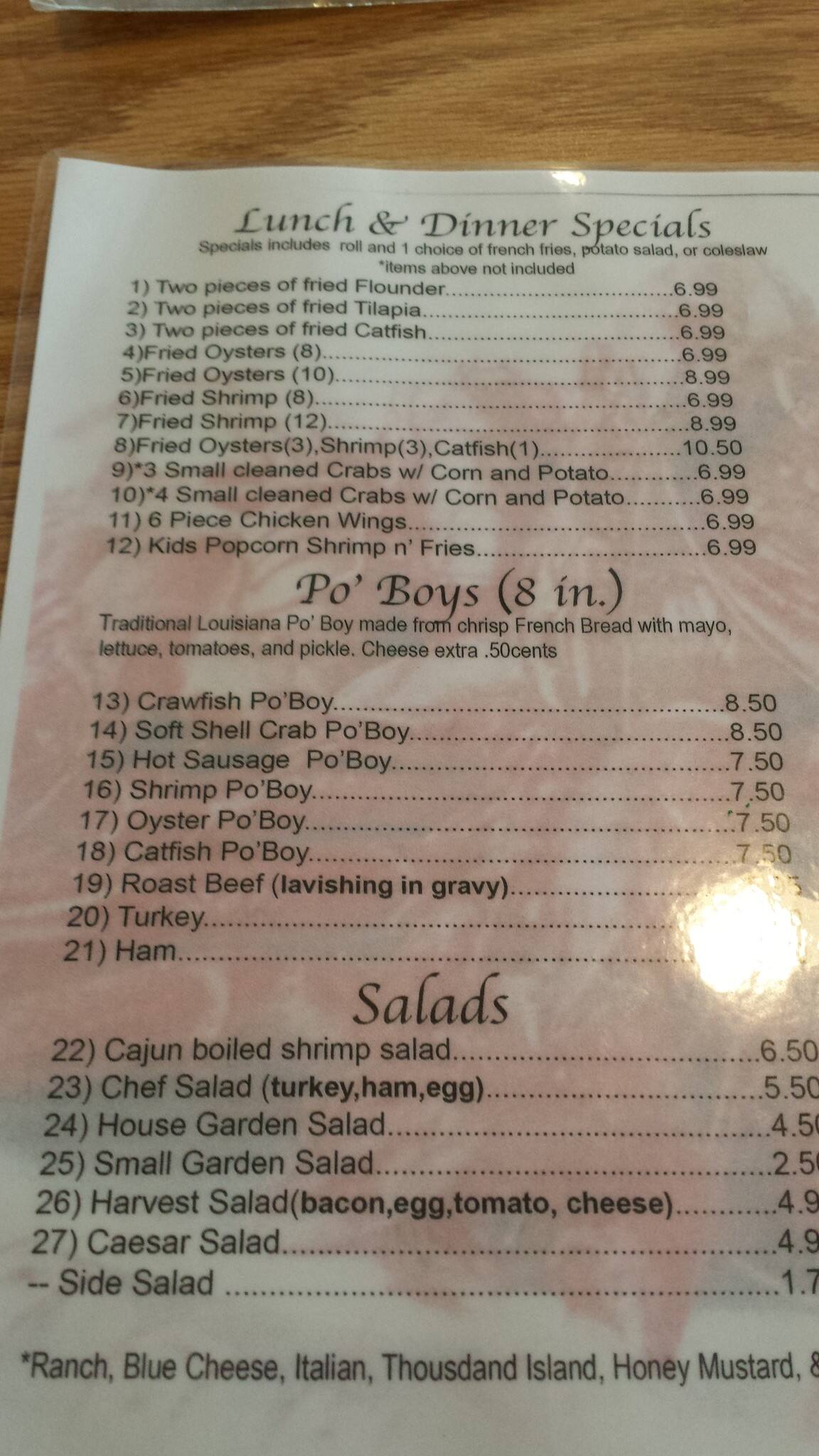 Menu at New Orleans Cajun Seafood restaurant, Winter Park, Aloma Ave