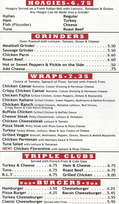 Menu at Classic Pizza pizzeria, Philadelphia