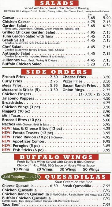 Menu at Classic Pizza pizzeria, Philadelphia