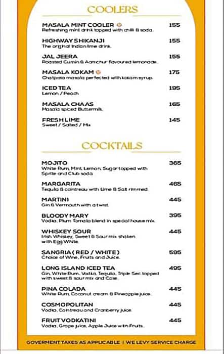 Menu of The Yellow Chilli, Preet Vihar, New Delhi