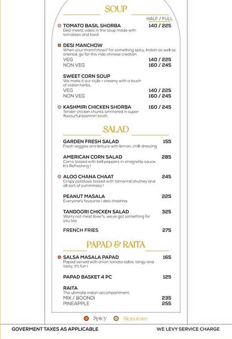 Menu of The Yellow Chilli, Preet Vihar, New Delhi