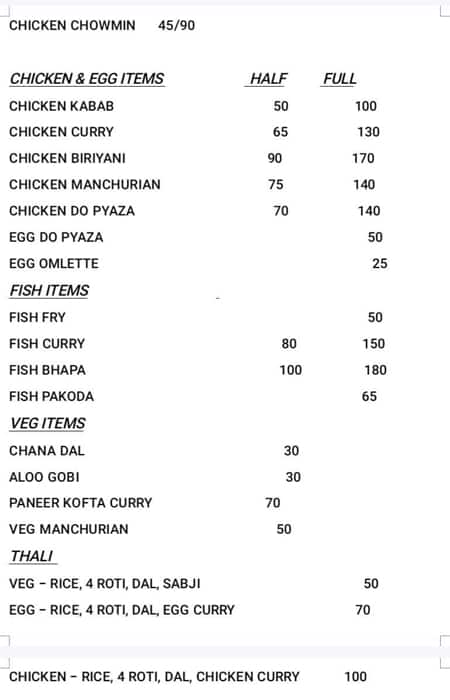 Menu of Moli's Kitchen, Prem Nagar, Dehradun