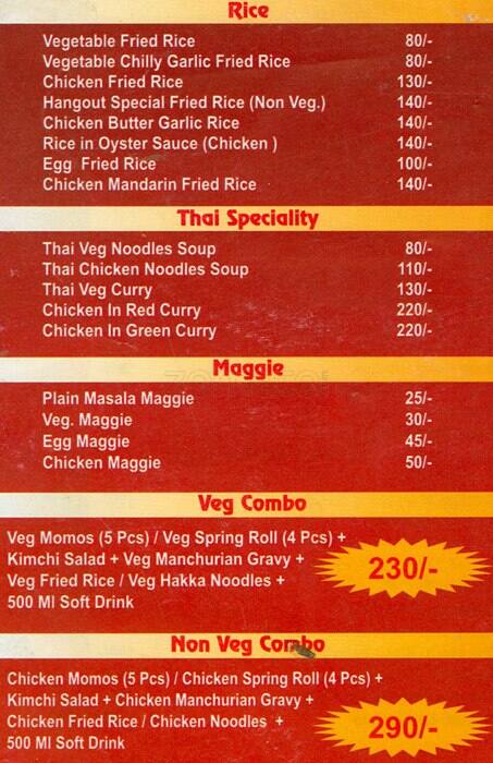 Menu at Hang Out, Gurugram, 1st Floor 22 Shop