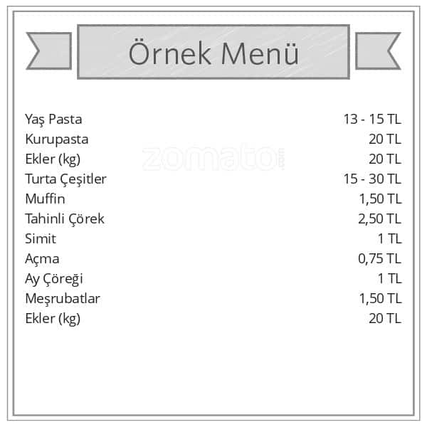Menu at Kaynarca Ekmek, Istanbul