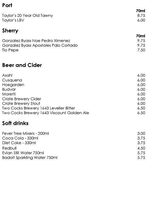 Menu at Brumus - Haymarket restaurant, London