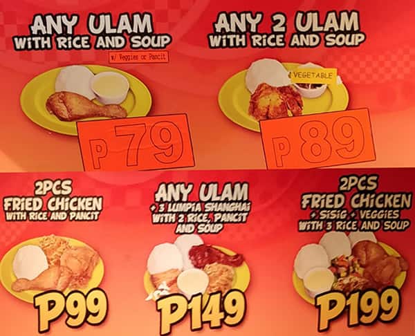 Menu at Mr. PARES restaurant, Manila