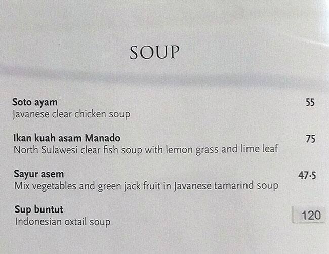 Menu at Palalada Restaurant Indonesian Food, Jakarta