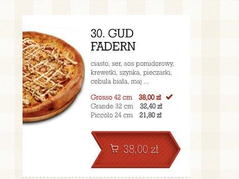 Menu at Da Grasso pizzeria, Warsaw, Generała Tadeusza Bora-Komorowskiego 37