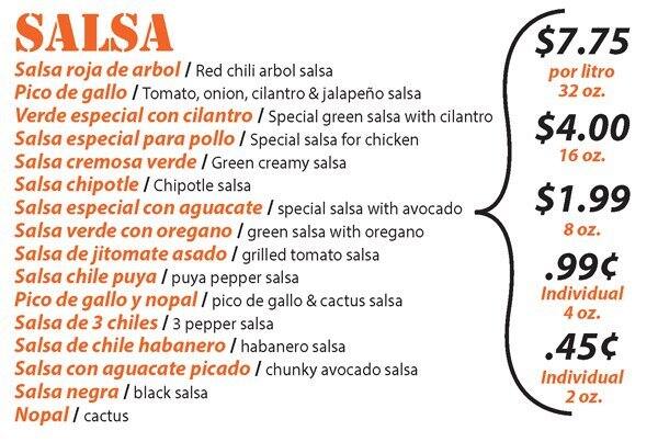 Menu at Pollo Vagabundo restaurant, Northlake
