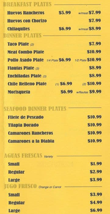 Menu at Chavez Supermarket restaurant, Redwood City, 46 Fifth Ave