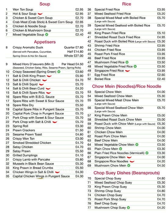 Menu at Moon in moon restaurant, Sunbury-on-Thames