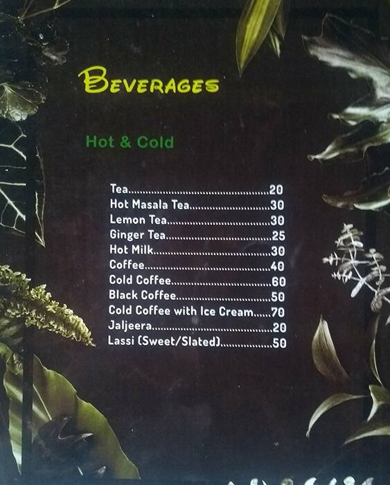 Menu at Kitchen Garden, Dera Bassi