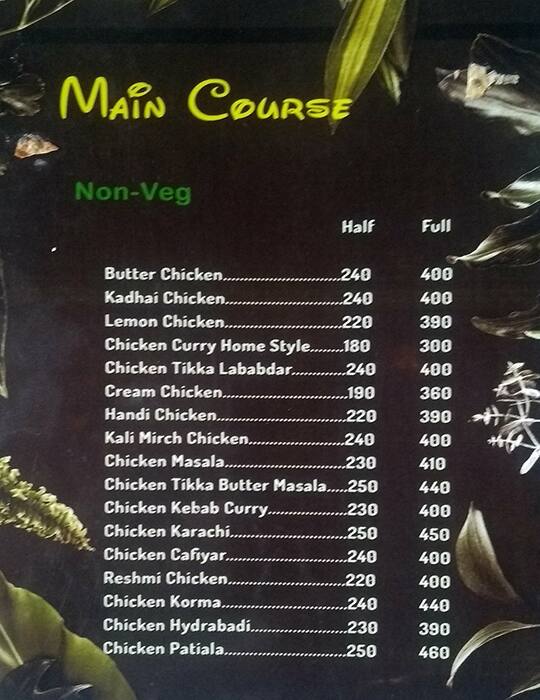 Menu at Kitchen Garden, Dera Bassi