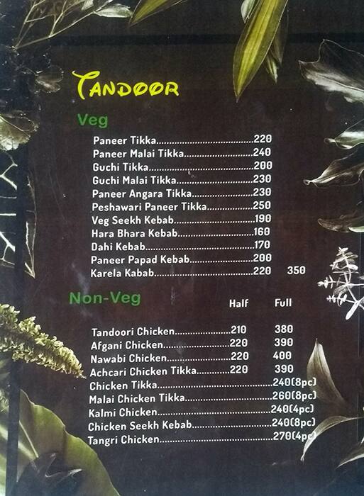 Menu at Kitchen Garden, Dera Bassi