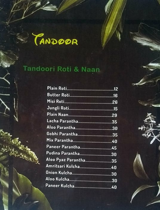 Menu at Kitchen Garden, Dera Bassi