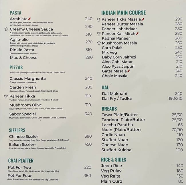 Menu of Gran Sabor Bistro, Vaishali Nagar, Jaipur