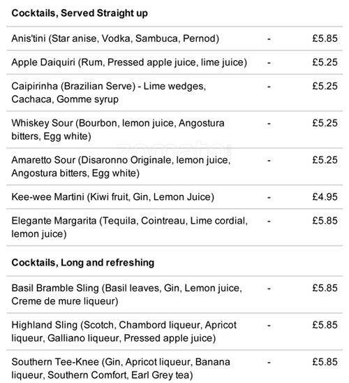 Menu at Open Kitchen pub & bar, London, Kingsland road