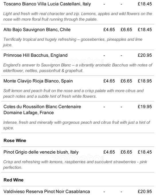 Menu at Open Kitchen pub & bar, London, Kingsland road