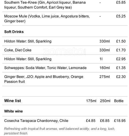 Menu at Open Kitchen pub & bar, London, Kingsland road