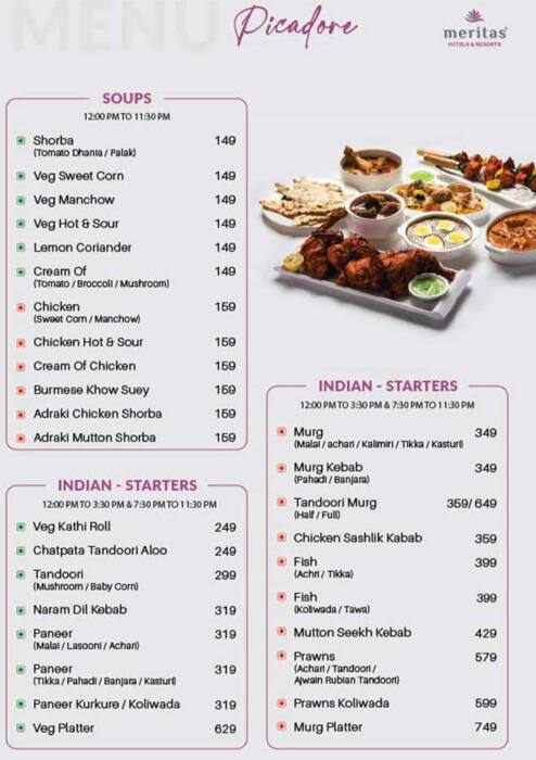 Menu of Picadore - Picaddle Resort, Lonavala, Pune