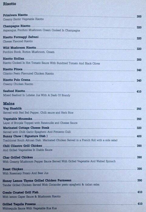 Menu at Cape Town Bistro, Pune, Shop No. 2 & 3