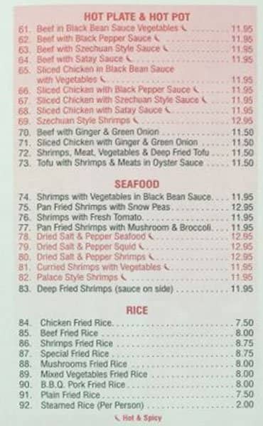 Menu at Fortune One Chinese Restaurant, Calgary