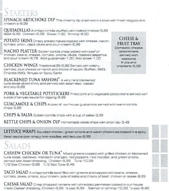 Menu at Malone's Clubhouse Grill, Arvada