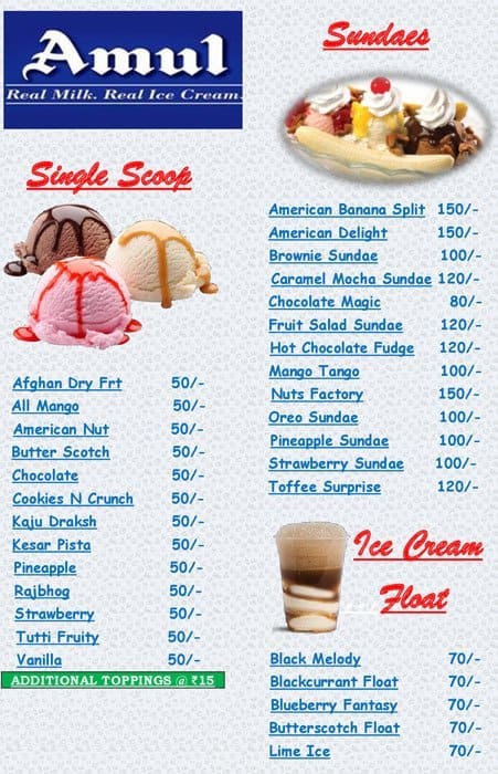 Amul Parlour Menu, Menu for Amul Parlour, Kamla Nagar, New Delhi - Zomato