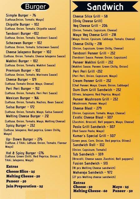 Menu of Kumar's Kitchen, Kandivali West, Mumbai