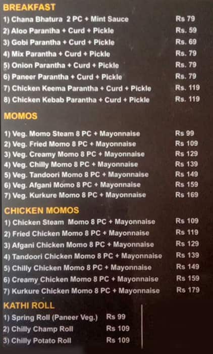 Menu of Seven Spices, Preet Nagar, Jammu