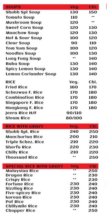 Menu of Sagar Chinese, Wagle Estate, Thane West, Thane