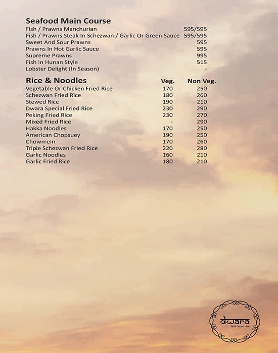 Menu at Hotel Dwaraka, Thane, Dwarka Residency 1st Floor Hajuri Dhargha ...