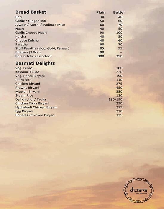 Menu at Hotel Dwaraka, Thane, Dwarka Residency 1st Floor Hajuri Dhargha ...
