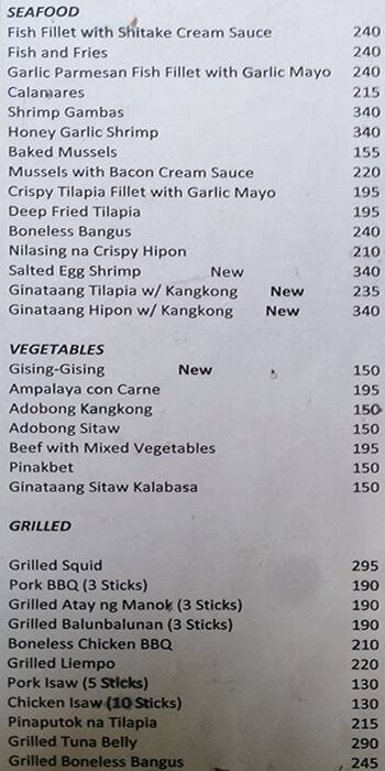 Menu at Juanito's Bistro Fairview pub & bar, Quezon City