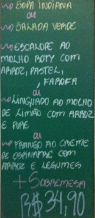 Menu at Empório do Francês restaurant, São Paulo