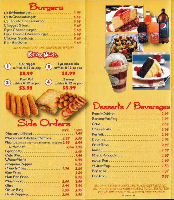 Menu at Hook Fish & Chicken restaurant, Chicago, W 119th St