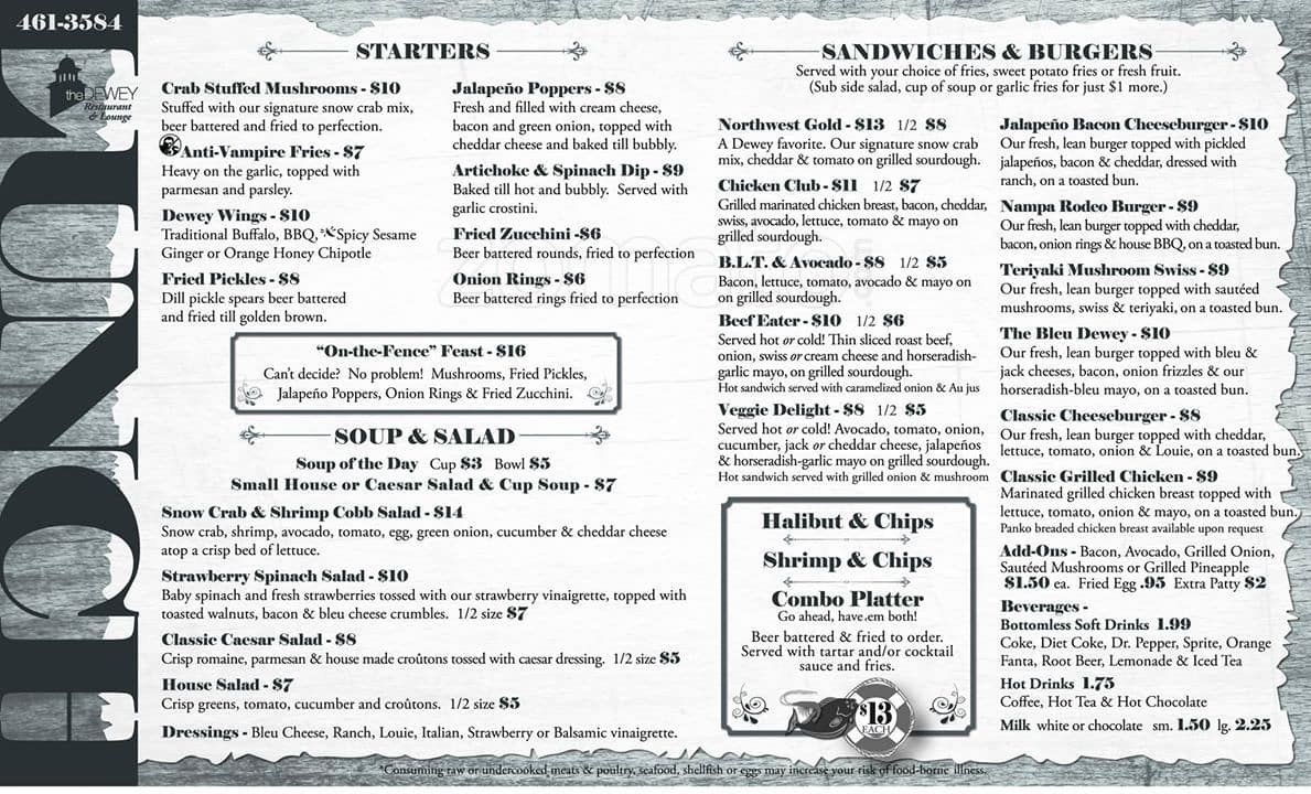 The Dewey Restaurant & Lounge Menu - Urbanspoon/Zomato