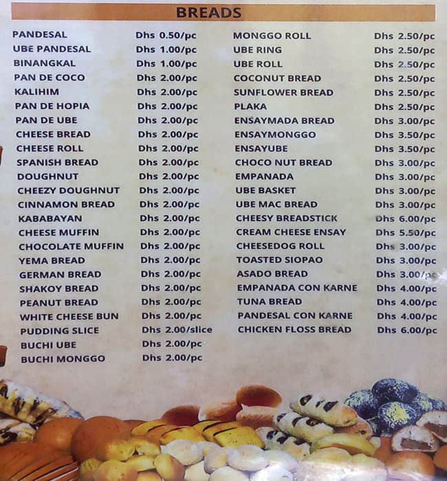 Menu of Panadero, Al Hudaiba and Around, Dubai