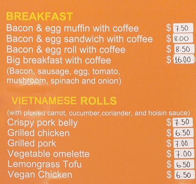 Menu at Smith & Deli cafe, Collingwood