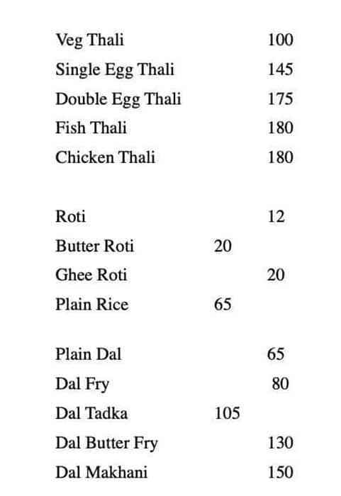 Menu at The Curry Corner, Guwahati