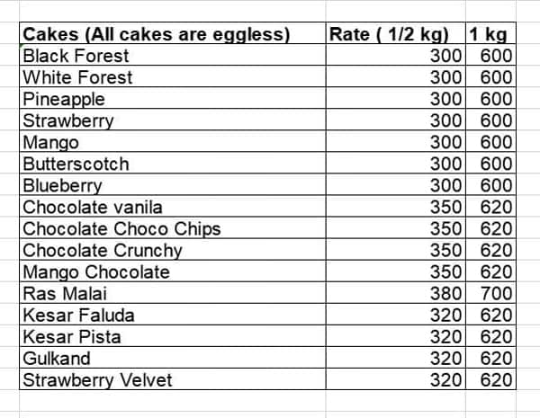 Menu of O Cake Shop, Hadapsar, Pune