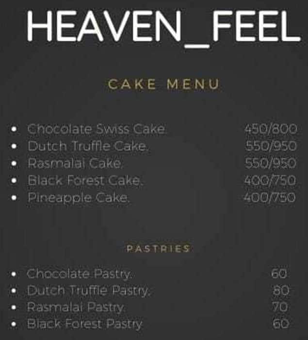 Menu of Heaven Feel, Parel, Mumbai