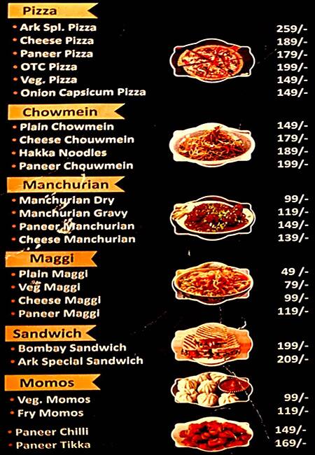 Menu of ARK The Mitra Cafe, Basni, Jodhpur