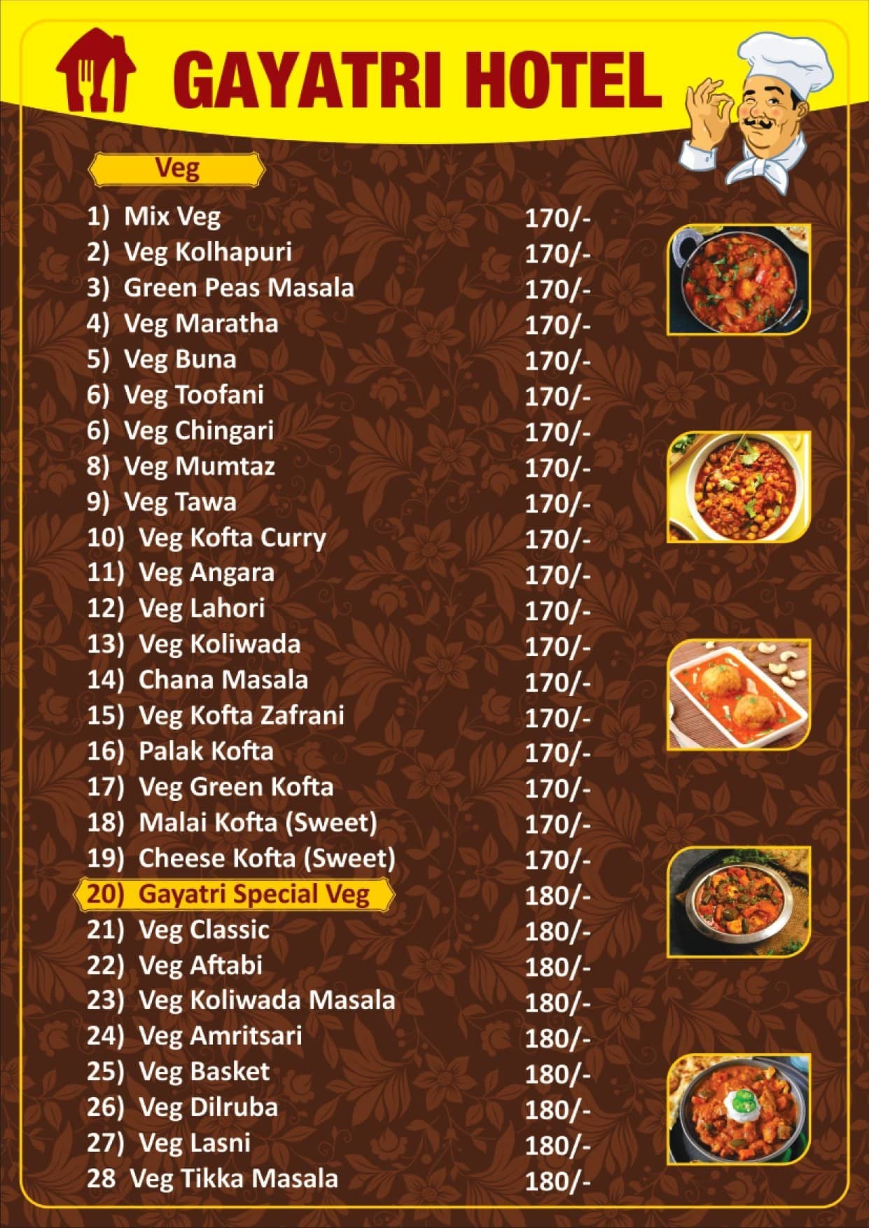 Menu of Hotel Gayatri, Akurdi, Pune