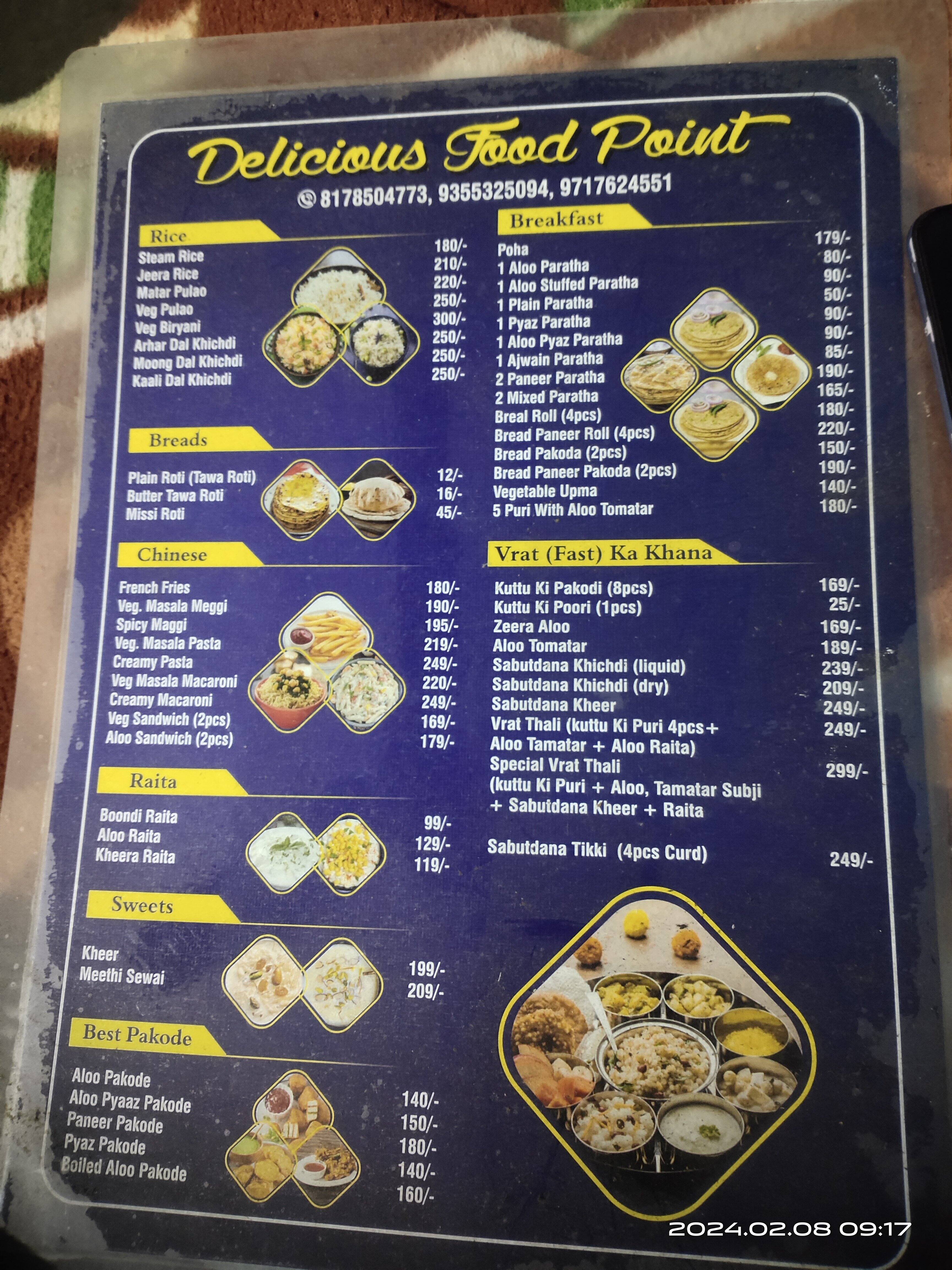 Menu of Spice It Up, Palam, New Delhi