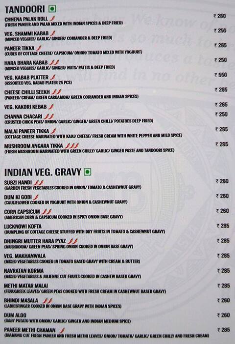 Menu at Tamarind Restaurant, Bengaluru, Banaswadi Main Road