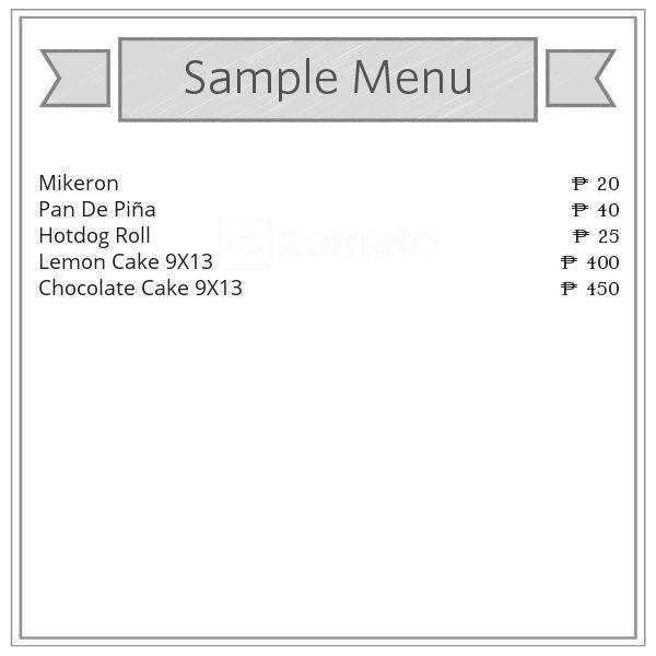 Menu at Baker's Fair, Pasay