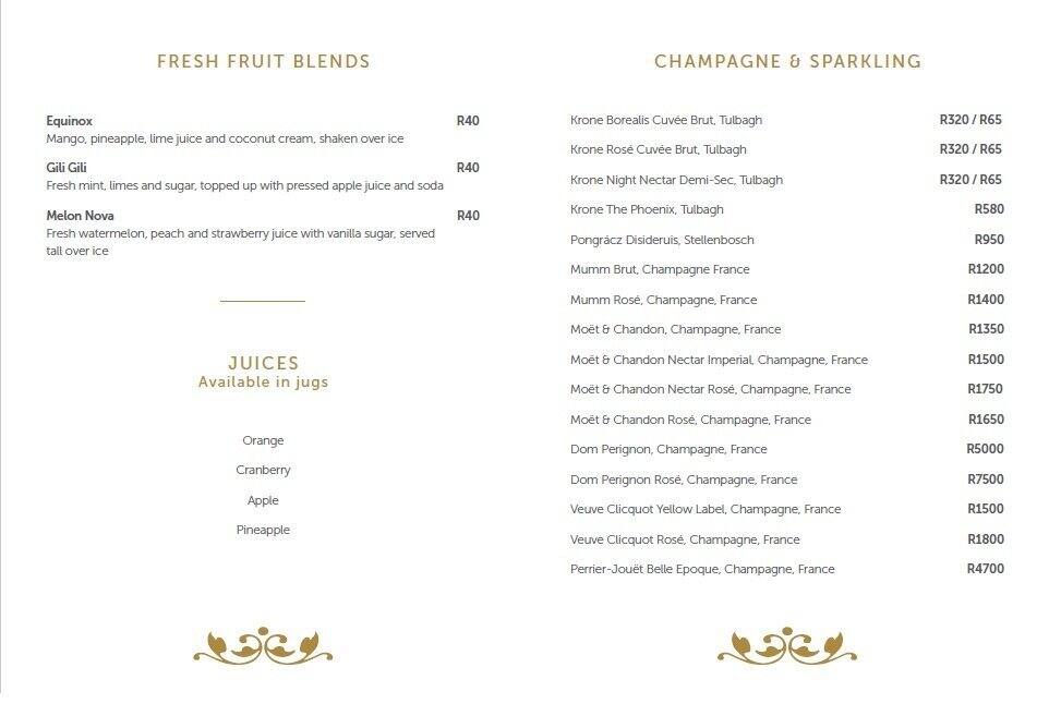 Menu at Asoka Restaurant, Bar and Lounge, Cape Town